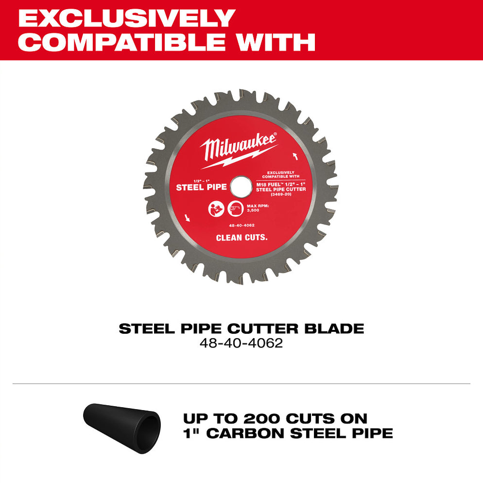 Milwaukee 3469-20 M18 FUEL 18V 1/2"-1" Steel Pipe Cutter - Bare Tool