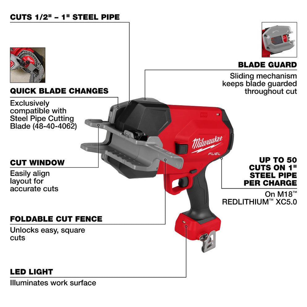 Milwaukee 3469-20 M18 FUEL 18V 1/2"-1" Steel Pipe Cutter - Bare Tool