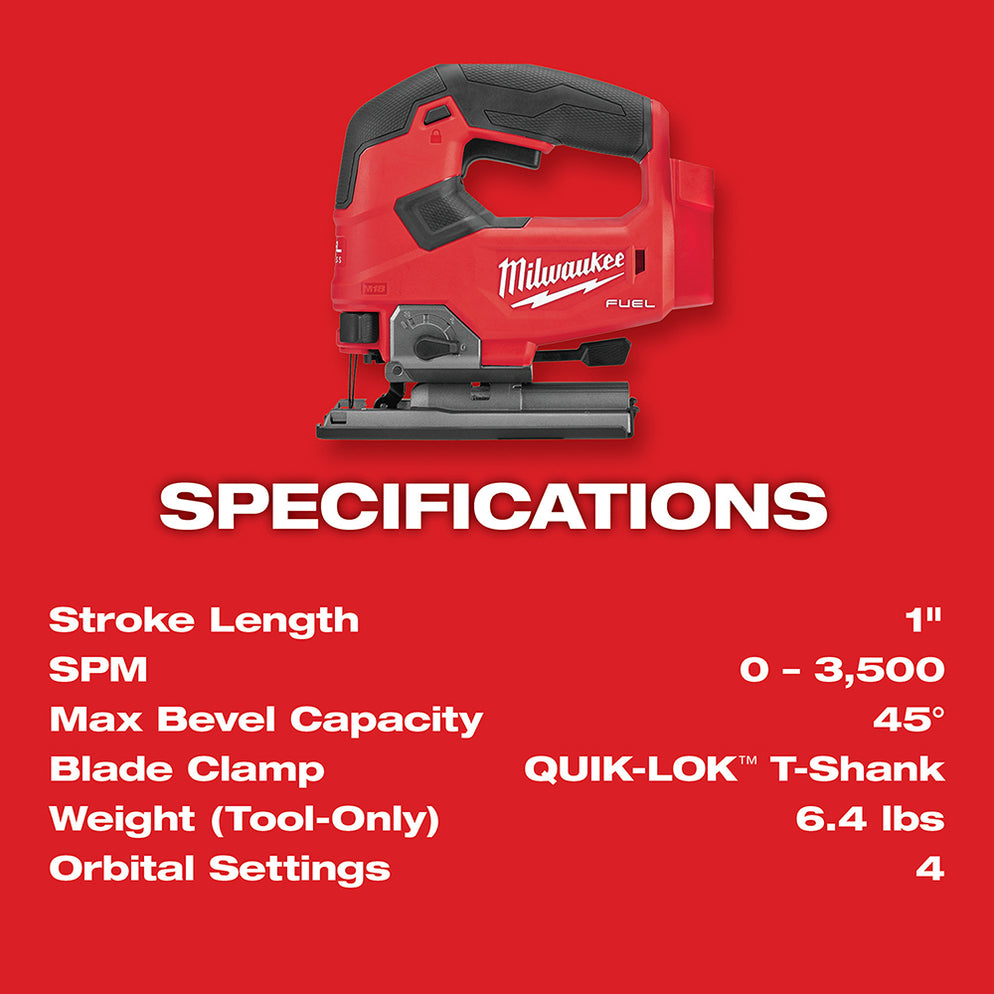 Milwaukee 2737-80 M18 FUEL 18V Cordless D-Handle Jig Saw - Bare Tool Recon
