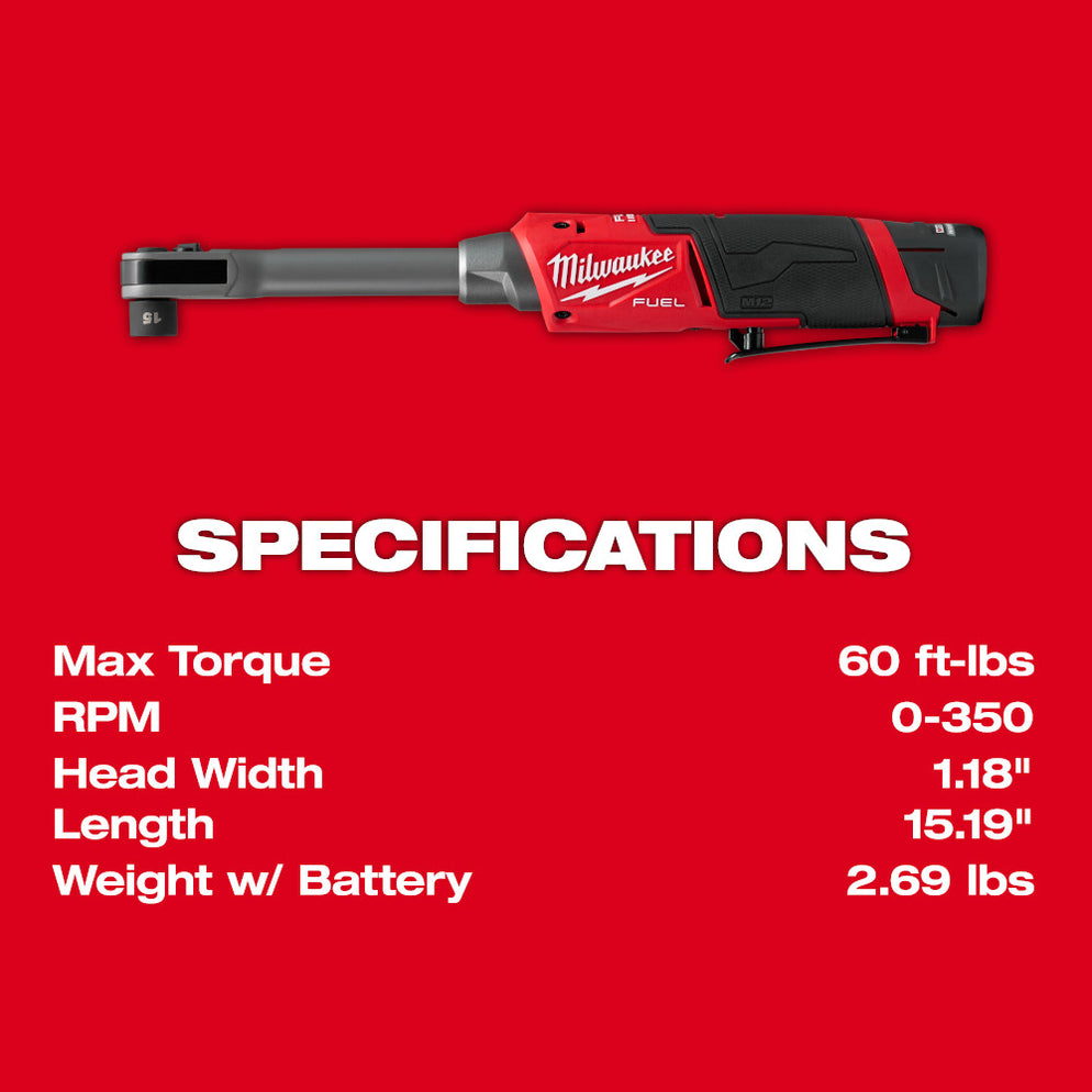Milwaukee 3050-21 M12 FUEL 12V INSIDER Extended Reach Box Ratchet Kit