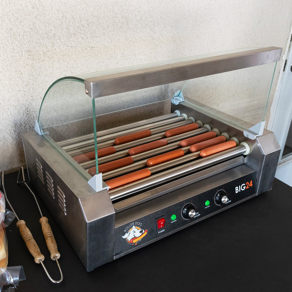 Roller Dog RDB24SS Commercial Style 24 Hot Dog 9 Roller Grill Cooker ...
